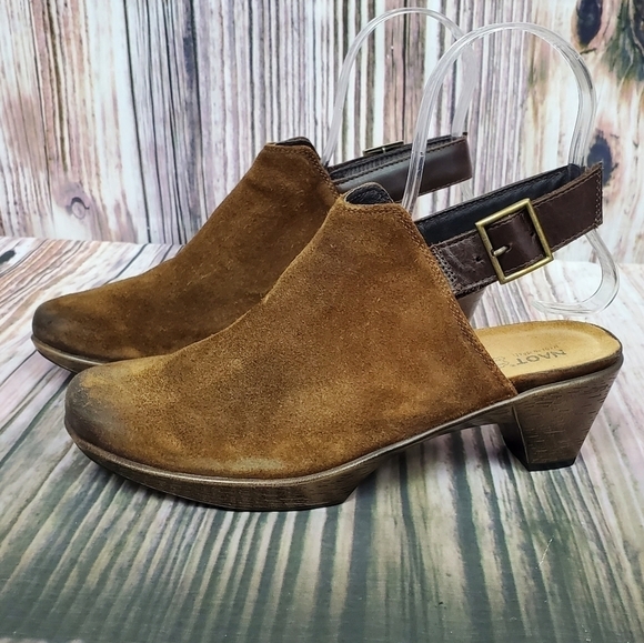 Naot | Shoes | Naot Upgrade Brown Distressed Suede Slingback Mule ...